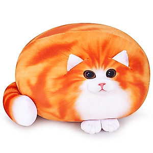 Achwishap Cat Plush,Soft Cat Stuffed Animals,Kawaii Cat Plush Toys,Cute Plushies Cat Body Pillow,Kitten Stuffed Animal Hugging Pillows Plushies Gifts for Kids Adults Birthday(Orange Cat,18”)