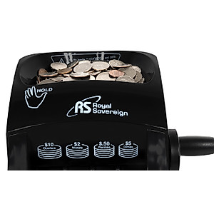 Royal Sovereign 1 Row ECO-Friendly Manual Hand Crank Coin Counter/Sorter (QS-2N), Single,Black