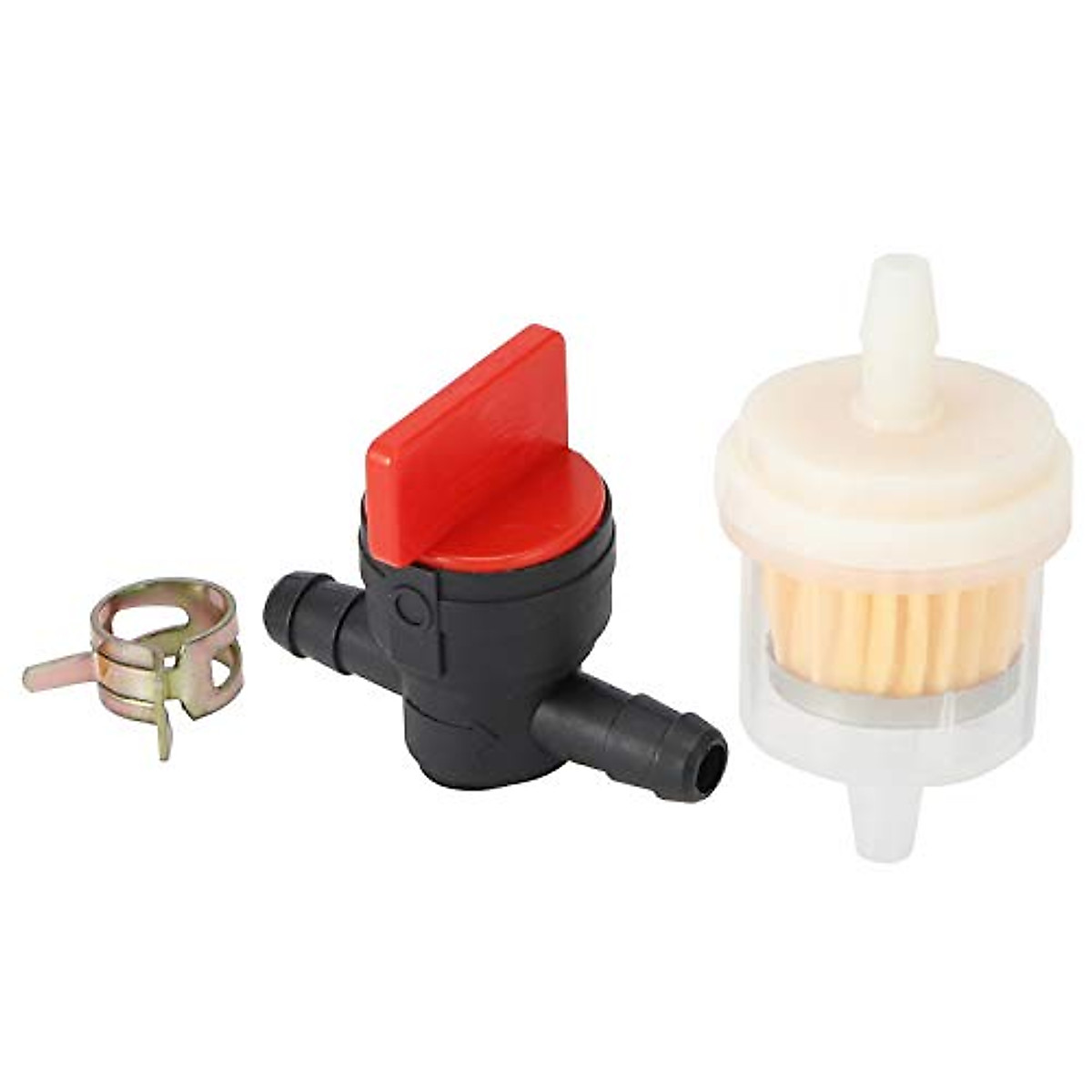 Aqur2020 G1/4 Gas Tank Shut Cut Off Valve Pump Filter Clamp Gas Kit for Garden Brush Cutter Lawn Mower Carburetor Strainer Polyester Screen Sediment Trapper System