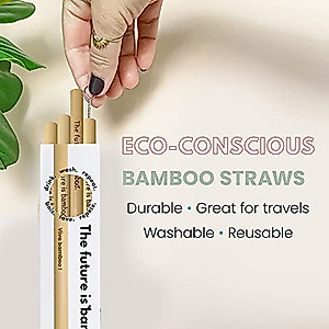The Future is Bamboo – Bamboo Straws, Reusable Straws, Wooden Straws for Drinks, Pack of 6