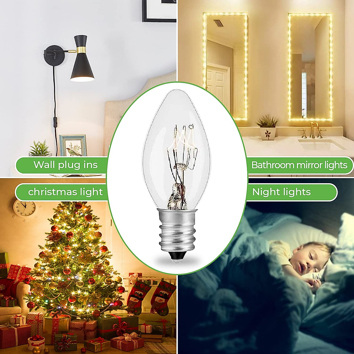 BULBMASTER 15 Watts Night Light Bulbs Replaces Scentsy Bulbs, Plug-in Warmers and Himalayan Salt Lamps Candelabra E12 Base 4-Pack