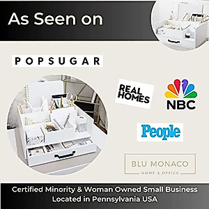 White Wooden Large Desk Organizer with Drawer - Office Supplies Desk Organizer for Desk - Desktop Organization - Office Desk Accessories and Organizer - Home Office Desk Organizer - White Wood