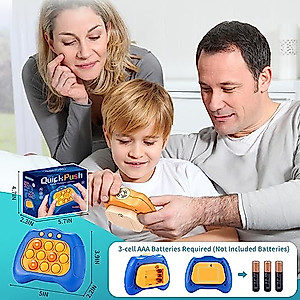 TOMFANCY Quick Push Light Up Pop Fidget Toys Puzzle Handheld Game Console Press Popping Toy Birthday Gift for Kids Ages 3+ Adult Blue