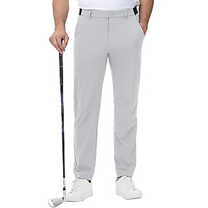 TBMPOY Mens Stretch Golf Pants Lightweight Quick Dry Casual Work Pant with 3 Pockets Light Grey 36