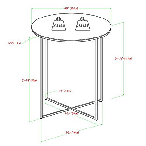 Walker Edison Cora Modern Glass Top Round Accent Table with X Base, 16 Inch, Glass and Chrome