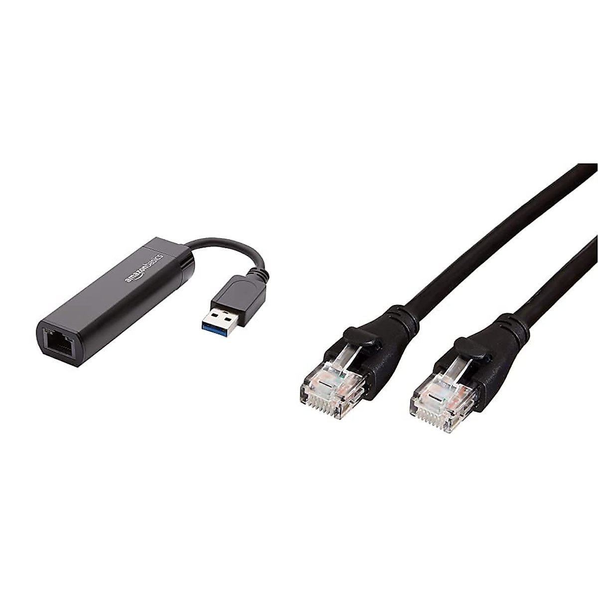 Amazon Basics USB 3.0 to 10/100/1000 Gigabit Ethernet Internet Adapter & RJ45 Cat-6 Ethernet Patch Internet Cable - 3 Foot (0.9 Meters)