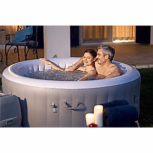 Bestway St. Lucia SaluSpa 2 to 3 Person Inflatable Round Outdoor Hot Tub with 110 Soothing AirJets, Filter Cartridge, Pump, and Insulated Cover, Gray