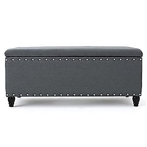 Christopher Knight Home Tatiana Fabric Storage Ottoman, Charcoal