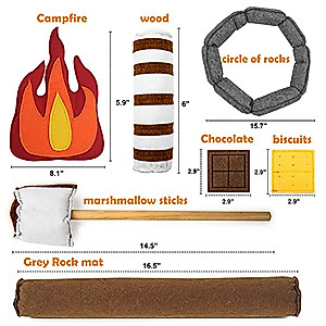 Kids Camping Toys Plush Toy Campfire,Dramatic Play Toys For Preschool,Sensory Play Camping Toy Set with Plush Felt Fake Fire,Multi-element Indoor and Outdoor Props,Outdoor Activities Camping Toy Sets