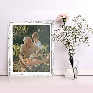 Capcillin 16x20 Picture Frame Wood Pattern Distressed White Poster Frame Set of 2, Wall Mounting,Plexiglass,Great for Prints, Mural,and Art（CP001-MD16x20RW）