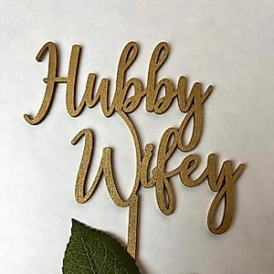 Personalized Wedding Cake Topper, Wooden Cake Toppers, Hubby Wifey, Bride & Groom