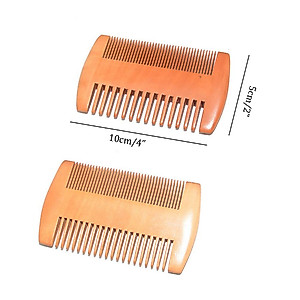 2 Pcs Natural Wood Beard Comb with Fine & Coarse Teeth Pocket Comb for Men Hair Beard Mustaches Grooming