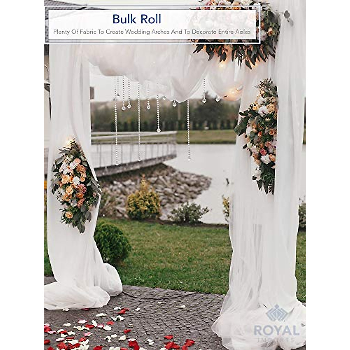 54” Fabric Tulle Bolt for Wedding Party Decoration Bridal Shower - Tutu Roll, Netting Spool Ribbon Wrapping, White, 40 YDS