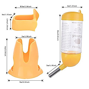 Hamster Automatic Water Bottle Drinking Feeder Dispenser Bottle 80ML with Food Feeder Station bowl Pet Container for Small Animals(Yellow)