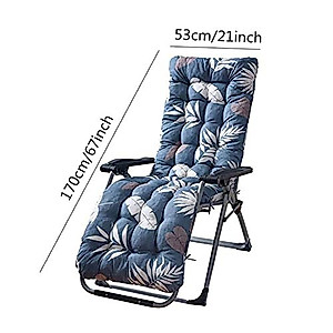 67 Inch Patio Lounge Chair Cushion, Indoor/Outdoor Floral Printed Lounger Cushions with Ties and Top Cover Non-Slip High Back Chair Cushions
