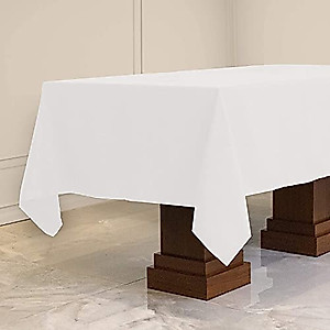Kadut Rectangle Tablecloth (70 x 120 Inch) White Rectangular Table Cloth for 6 or 8 Foot Table | Heavy Duty | Stain Proof Table Cloth for Parties, Weddings, Kitchen, Wrinkle-Resistant Table Cover