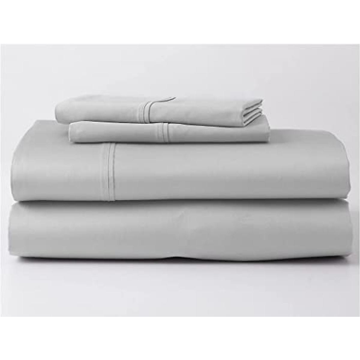 4 Piece Premium Sheet Set Cotton Full_54"x75", 100% Egyptian Cotton, 1000 Thread Count, 16 Inch Deep Pocket of Cotton Sheets, (Light Grey Solid) 100% Long Staple Sateen Soft Combed Cotton