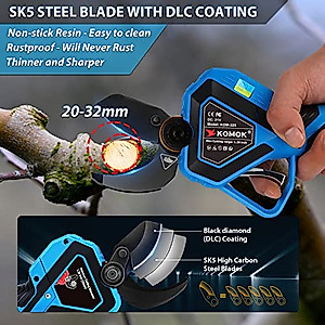 KOMOK Professional Cordless Electric Pruning Shears, 2pcs Backup Rechargeable 2Ah Lithium Battery Powered Tree Branch Pruner, 1.26 Inch (32mm) Cutting Diameter, 8-10 Working Hours