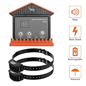 COVONO Wired Electric Dog Fence, Underground/Aboveground Pet Containment System (650Ft Wire, Waterproof & Rechargeable Collar, Shock/Tone Correction, Support 2 Dogs)