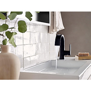 Moen Doux Brushed Nickel One-Handle High Arc Laminar Stream Bathroom Faucet, Modern Bathroom Sink Faucet, S6910BN