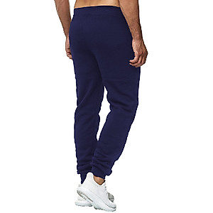 TUVEKE 3 Pcs Men’s Joggers Track Pants Essentials Fleece Athletic Pants for Men Workout Running Gym Sweatpants Blue&Grey&Black XL