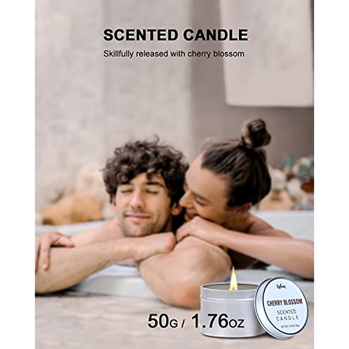 Gifts for Women, BFF LOVE-5pcs Cherry Blossom Bath and Body Set, Spa Kit Gift Set for Women with Massage Oil, Scented Candle, Bath Salt, Hand Cream & Soap, Gift Baskets for Women