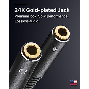 KEPULU USB Sound Card Audio Adapter, ProAudioLine [Strong-Braided 24-Bit 96KHz Chip ] USB Headset Headphone Microphone Adapter, External USB to 3.5mm TRS 3-Pin Mic/Audio Splitter Jack, Stereo Sound