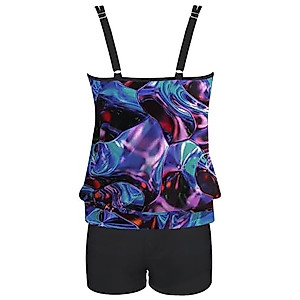 B2prity Tankini Top for Women Swimwear Top Only Tummy Control Bathing Suits Modest Swimsuits Blouson Swim Tank Top No Bottom