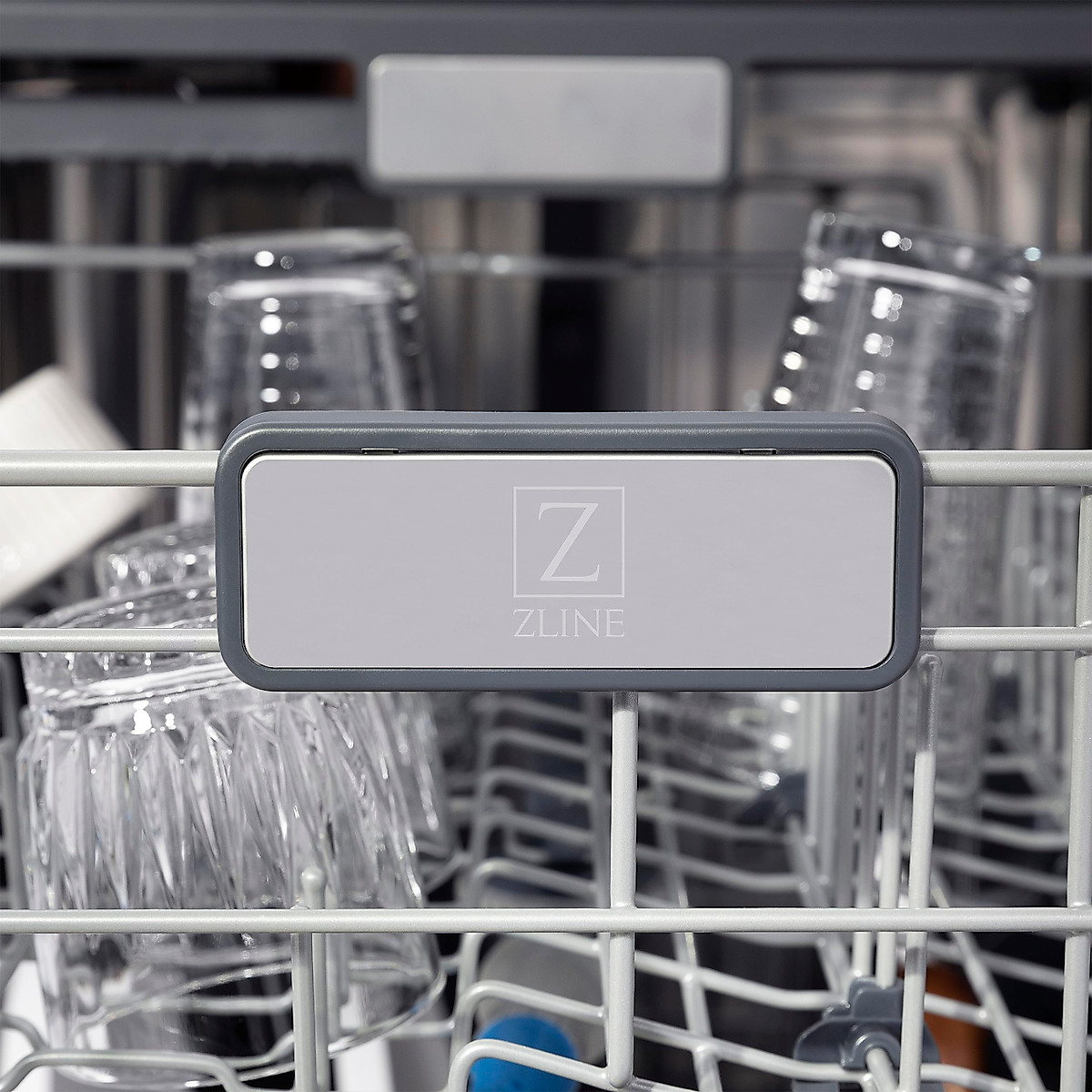 ZLINE Autograph Edition 24" 3rd Rack Top Touch Control Tall Tub Dishwasher in White Matte with Champagne Bronze Handle, 51dBa (DWMTZ-WM-24-CB)