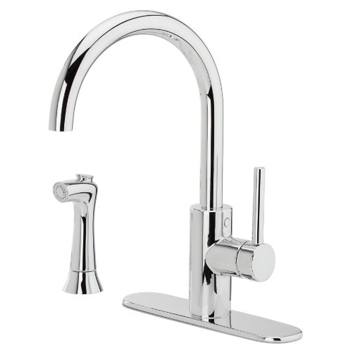 Pfister Solo Kitchen Faucet with Side Sprayer, 1-Handle, High Arc Swivel Spout, Polished Chrome Finish, LF0294SLC
