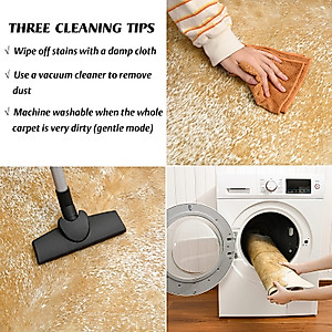 Rtizon Faux Cowhide Rug for Living Room, 2.3 x 3.6 Feet Khaki, Cow Print Skins Rug for Bedroom, Premium Faux Fur Animal Cow Hide Rugs Carpet for Western Decor