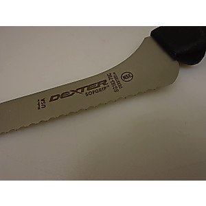 Made in USA 7 inch Offset Scalloped Edge Bread Knife Black Handle SG163-7SC