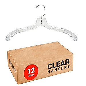 Clear Plastic Crystal Hangers for Clothes - Space Saving Heavy Duty - Durable Shirt & Coat Closet Hangers Dress Hangers, 12 Pack