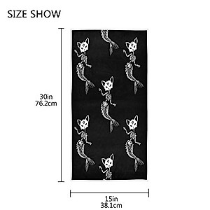 Cats Skull Hand Towels Halloween Skeleton Kitchen Dish Towel Day of the Dead Bath Towel 16X30 in, Decorative Soft Quality Premium Guest Fingertip Face Towel Washcloth for Bathroom Hotel Spa Gym Sport