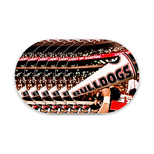 UGA Georgia Bulldogs Sticker 6-Pack - Hairy Dawg Hype Mascot Photo Decal - 2.75" Circle Vinyl (6)