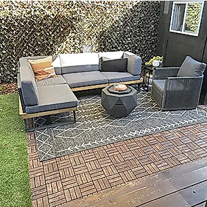 Kante Concrete Propane Fire Pit Table, 50,000 BTU Geometric Table with Tray Style Lid for Outside Patio Garden Decor, 25'' D X 18.5'' H Smokeless Gas Pit, Come Dust Covers, Charcoal (A-GF002-C60121)