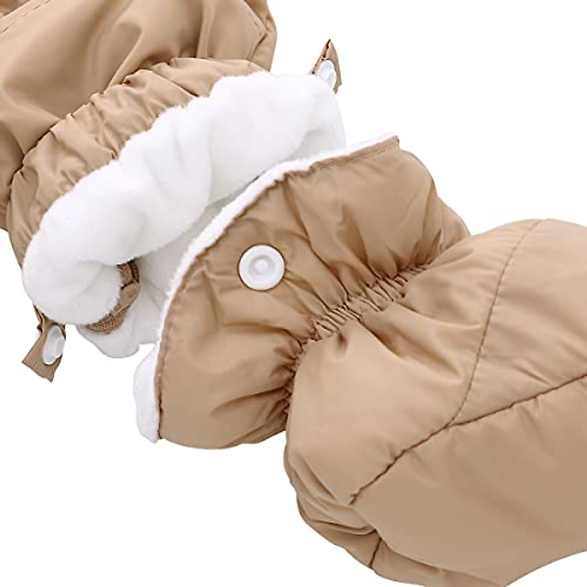 Bebone Newborn Baby Hooded Winter Puffer Snowsuit with Shoes and Gloves (9-12 Months, Brown-1)