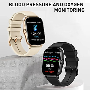 DOVIICO Smart Watch, Upgraded Fitness Full Touch Screen Smart Watch for iOS/Android Phones with Real Time Heart Rate Monitor, Blood Pressure/Oxygen Tracker with Smart Watches for Women Men