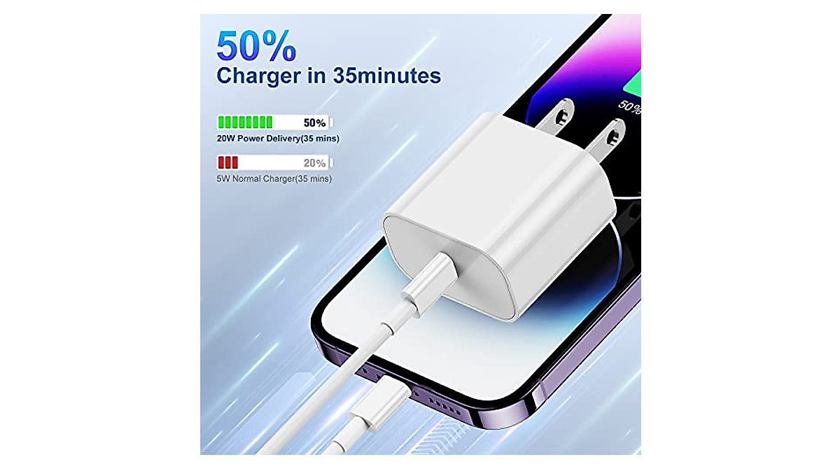 Fast Charging iPhone Charger with USB C to Lightning Cable | MFi Certified