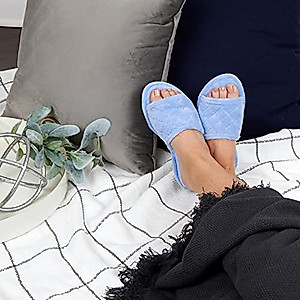 Dearfoams Women's Beatrice Side Gore Slide Slipper, Iceberg, X-Large