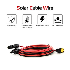 12AWG Power Solar to XT60 Charge Extension Cable, XT60 Female to Male Connector for Solar Panel to RC Battery RV Portable Power Station Solar Generator 10Ft