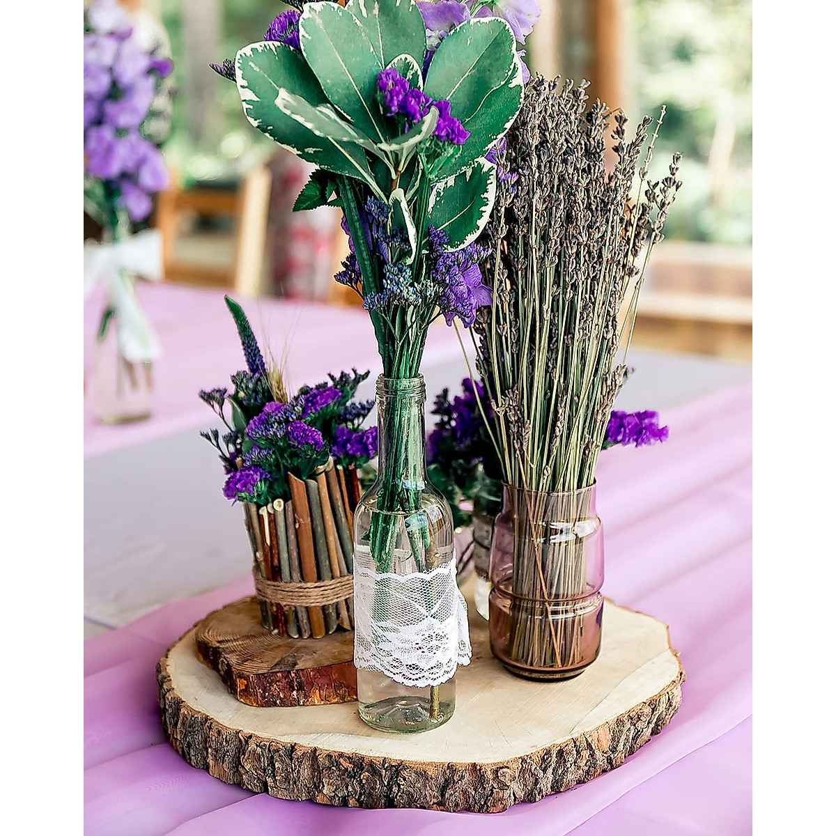 Pllieay 8Pcs 8-9 Inch Wood Slices, Natural Wood Slices for Centerpieces Large Unfinished Round Wood Pieces for Ornaments, Wood Circles for Wedding, Table Centerpieces Decor and Other DIY Crafts