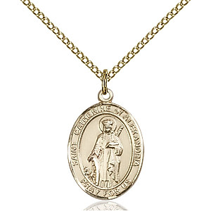 Patron Saints by Bliss 14K Gold Filled Saint Catherine of Alexandria Medal Pendant, 3/4 Inch
