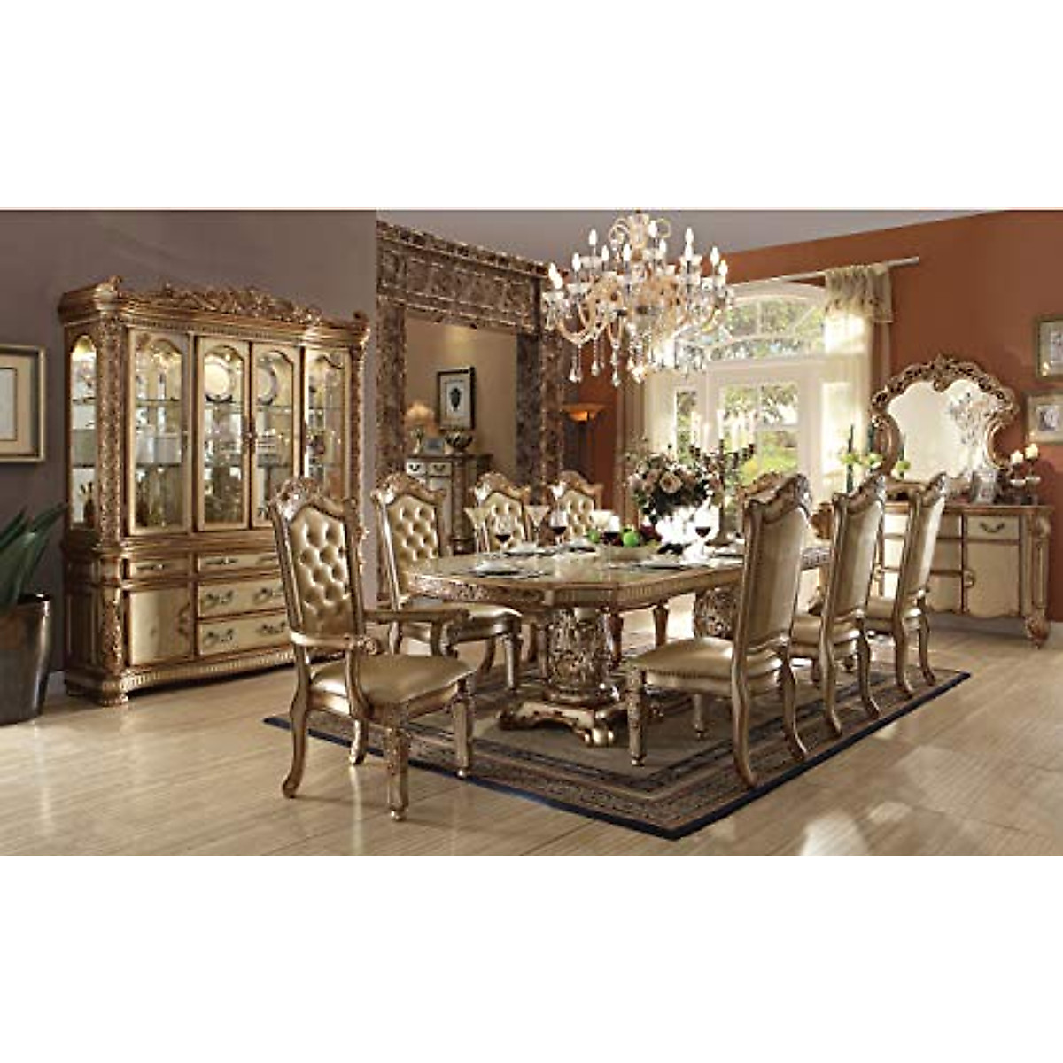 ACME Vendome Side Chair (Set-2) - - Bone PU & Gold Patina