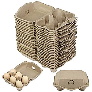 ADXCO 24 Pack Paper Egg Cartons Easter Reusable Egg Storage Natural Pulp Egg Cartons for Chicken Eggs Bulk Blank Egg Container Holds 6 Eggs For Storing Fresh Pasture Raised Eggs