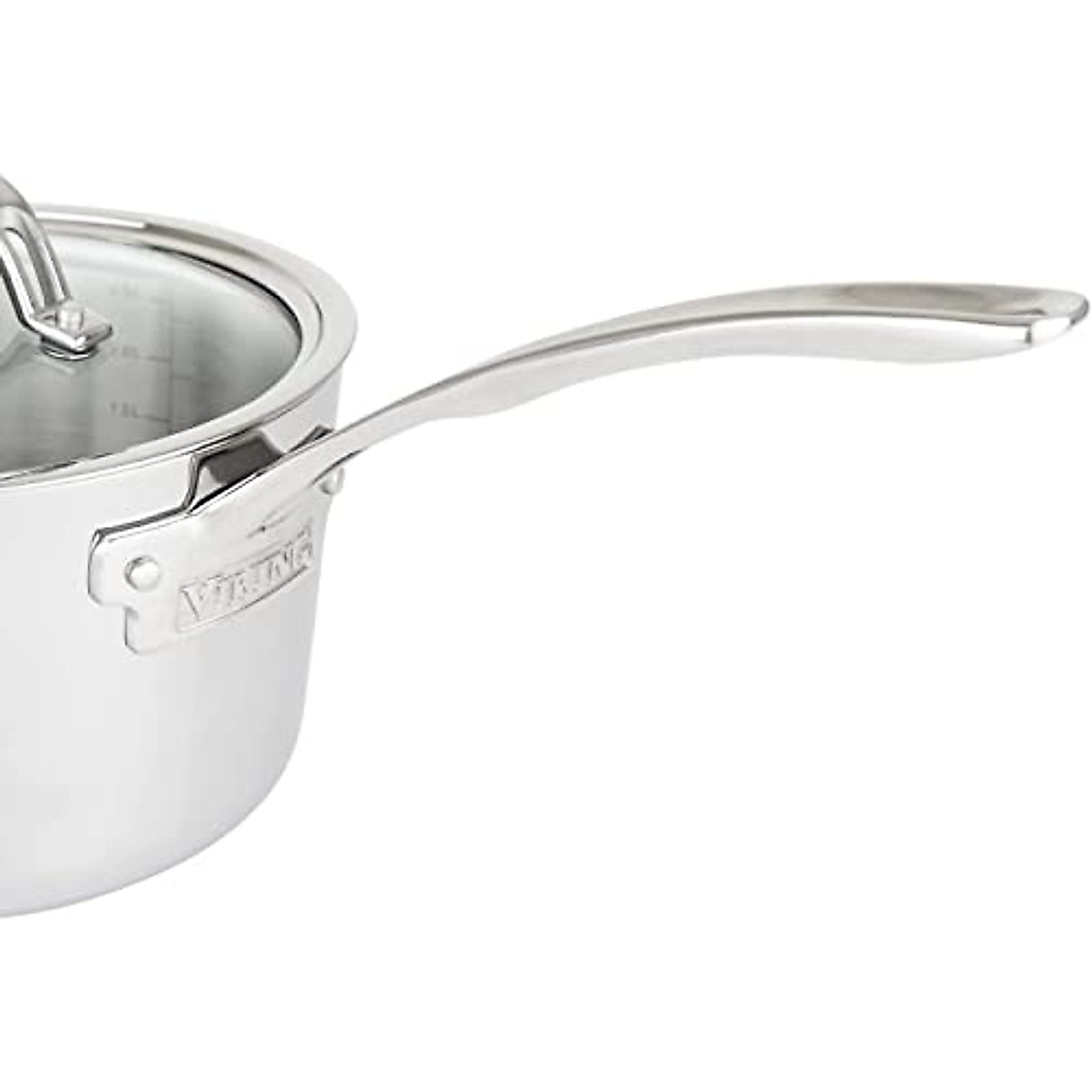 Viking Culinary Contemporary 3-Ply Stainless Steel Saucepan, 3.4 Quart, Includes Glass Lid, Dishwasher, Oven Safe, Works on All Cooktops including Induction