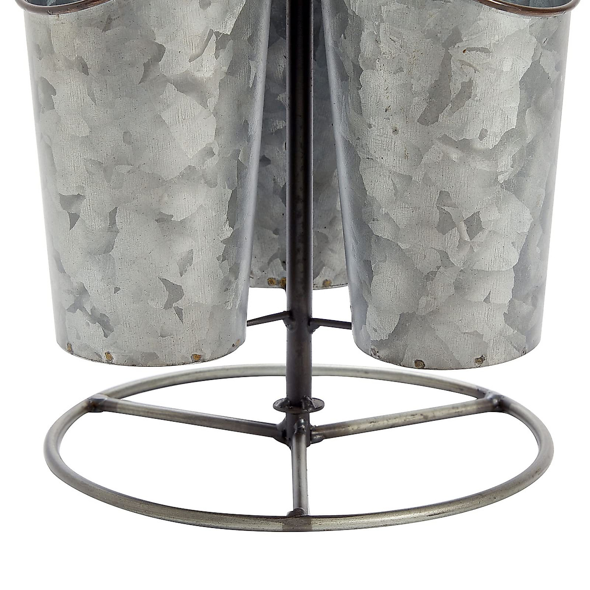 Rotating Kitchen Utensil Holder for Countertop with 3 Compartments, Galvanized Flatware Caddy (6 x 10 In)