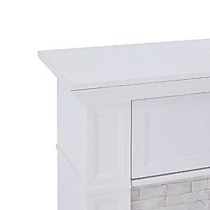 SEI Furniture Jacksdale Faux Stone Accent Electric Hidden Media Shelf Fireplace, White