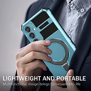 Caseruning Armor Protection Folding Magnetic Bracket Case Cover for Samsung, Caseruning Magnetic Foldable for Samsung S23/S22/S21 (Purple,for Samsung S23 Plus)