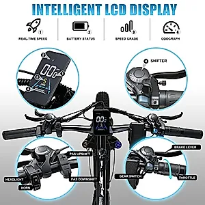 KETELES K800 1000W Electric Bike Man, 17.5AH Battery Powerful Motor Electric Beach Snow Bicycle Hydraulic Disc Brake Electric City Bike Up to 27MPH All Terrain 26'' Fat Tire Ebikes Adults Black/blue